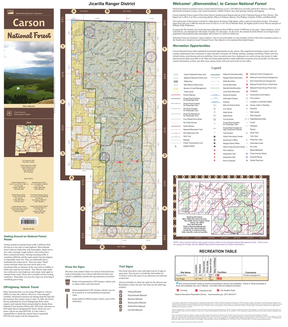 Carson National Forest: Jicarilla Ranger District Map by US Forest ...