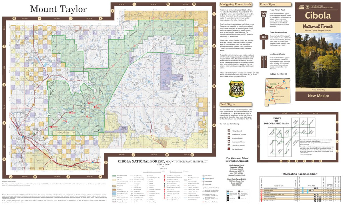 Cibola National Forest, Mount Taylor Ranger District (Mount Taylor) Map ...