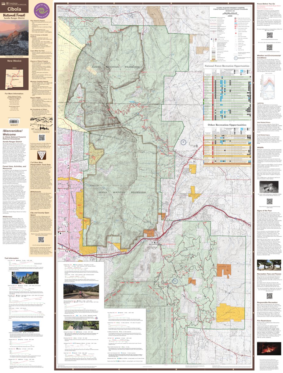 Cibola National Forest, Sandia Ranger District Map by US Forest Service ...