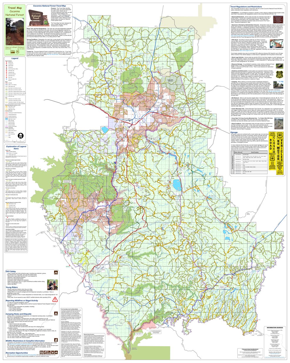 Coconino National Forest Travel Map, 2025 by US Forest Service R3 ...