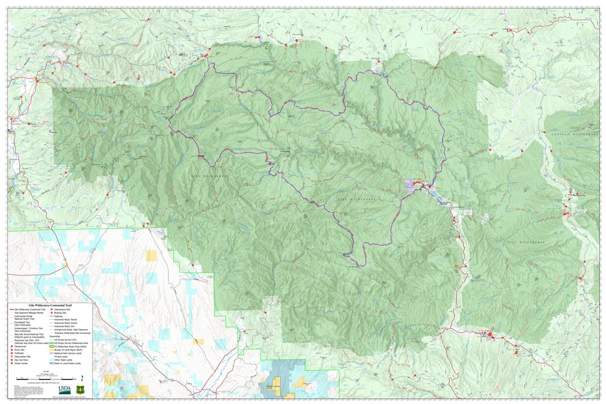 Gila Wilderness Centennial Loop Trail Map - 63K by US Forest Service R3 ...