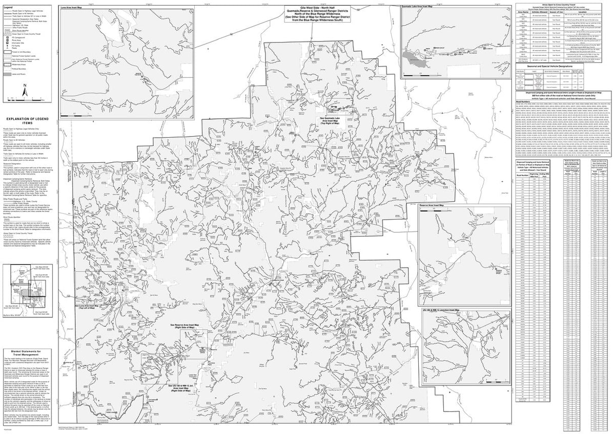 Motor Vehicle Use Map, Gila West Side - Quemado & Reserve Ranger ...
