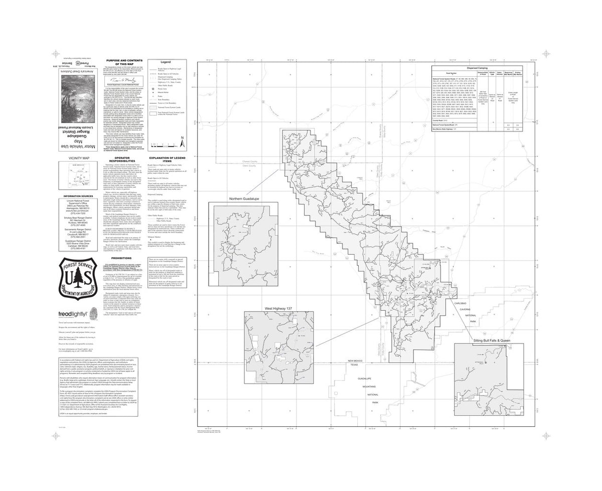 Motor Vehicle Use Map, Guadalupe Ranger District, Lincoln National ...