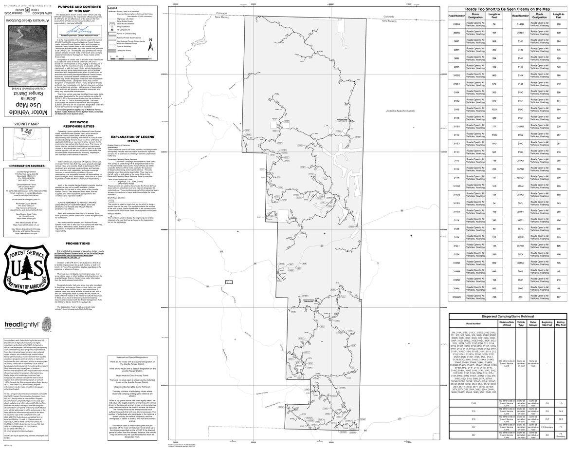 Motor Vehicle Use Map, Jicarilla RD, Carson National Forest by US ...