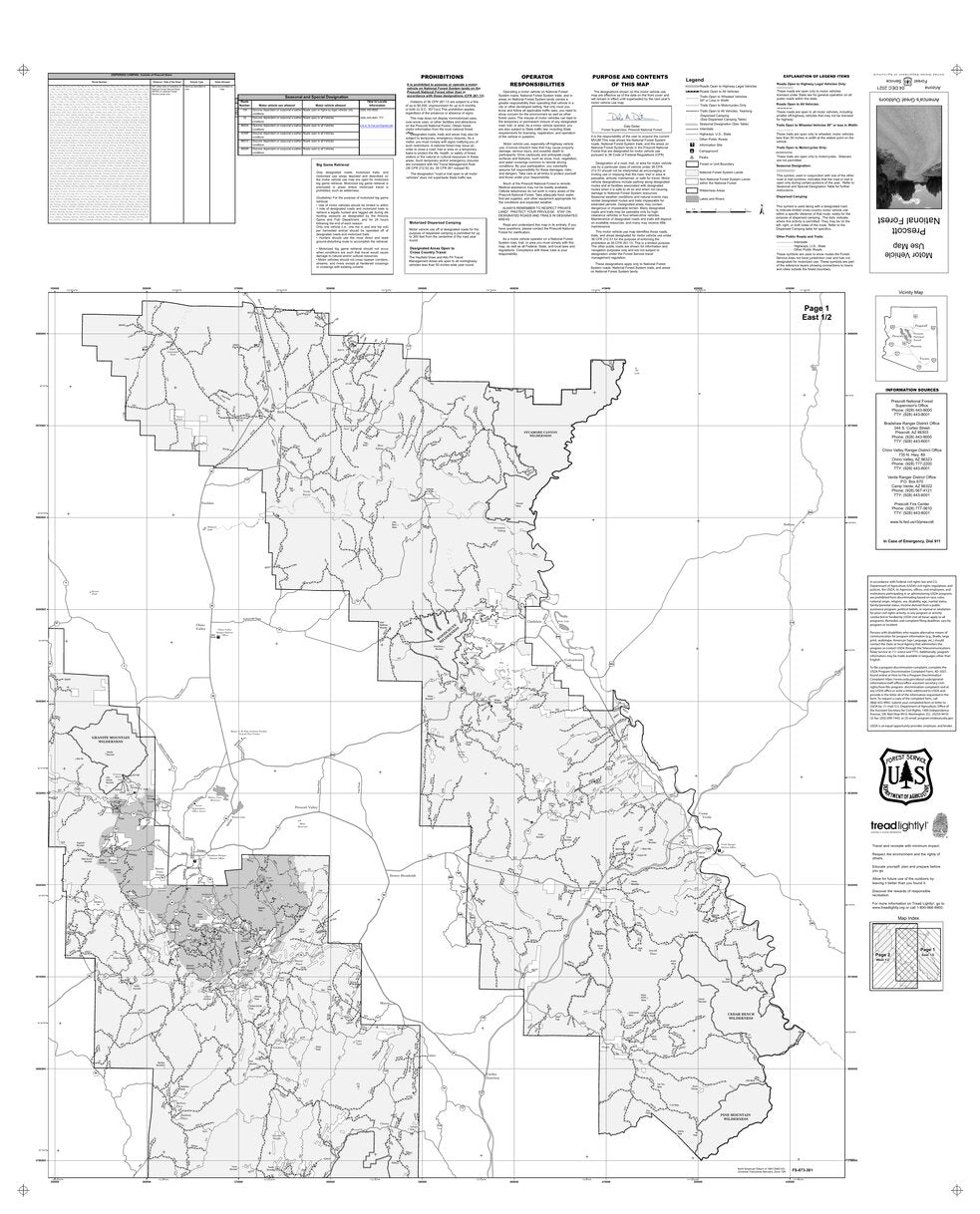 Motor Vehicle Use Map, Prescott National Forest (East Side) by US ...