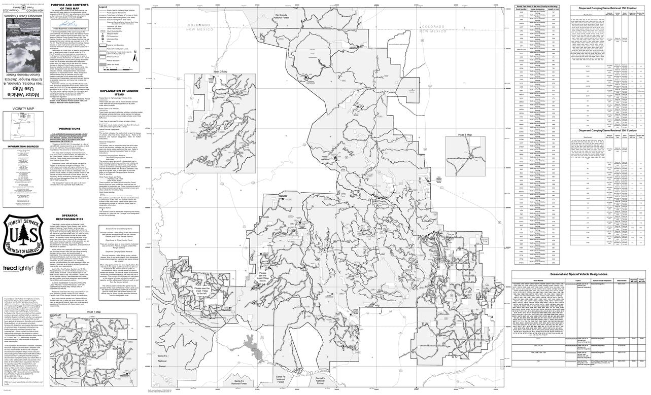 Motor Vehicle Use Map, Tres Piedras, Canjilon, El Rito RD , Carson ...