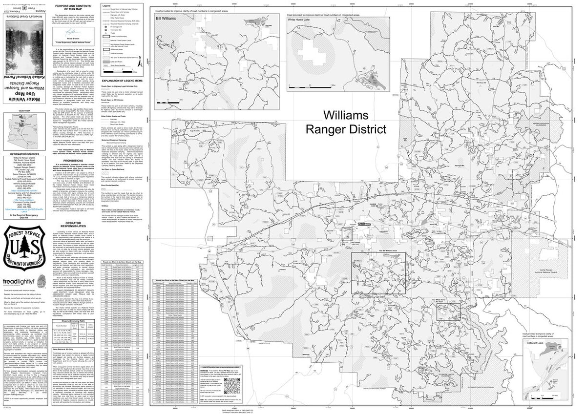 Motor Vehicle Use Map, Williams Ranger District, Kaibab National Forest ...