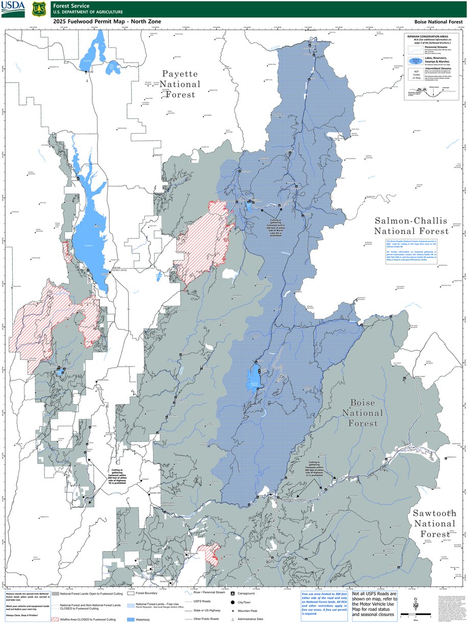 Boise National Forest North Fuelwood Map 2025 (Firewood Permit Required ...