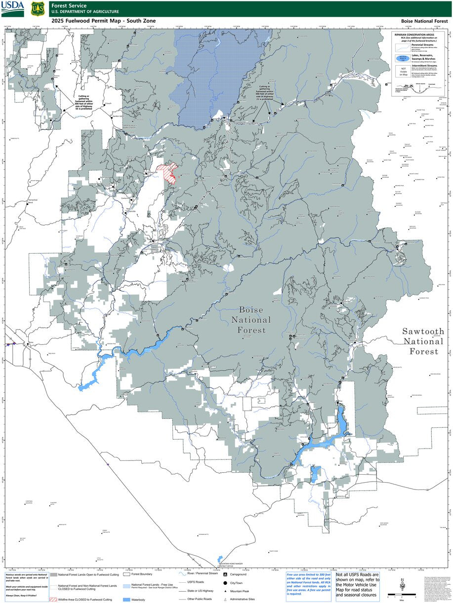 Boise National Forest South Fuelwood Map 2025 (Firewood Permit Required ...