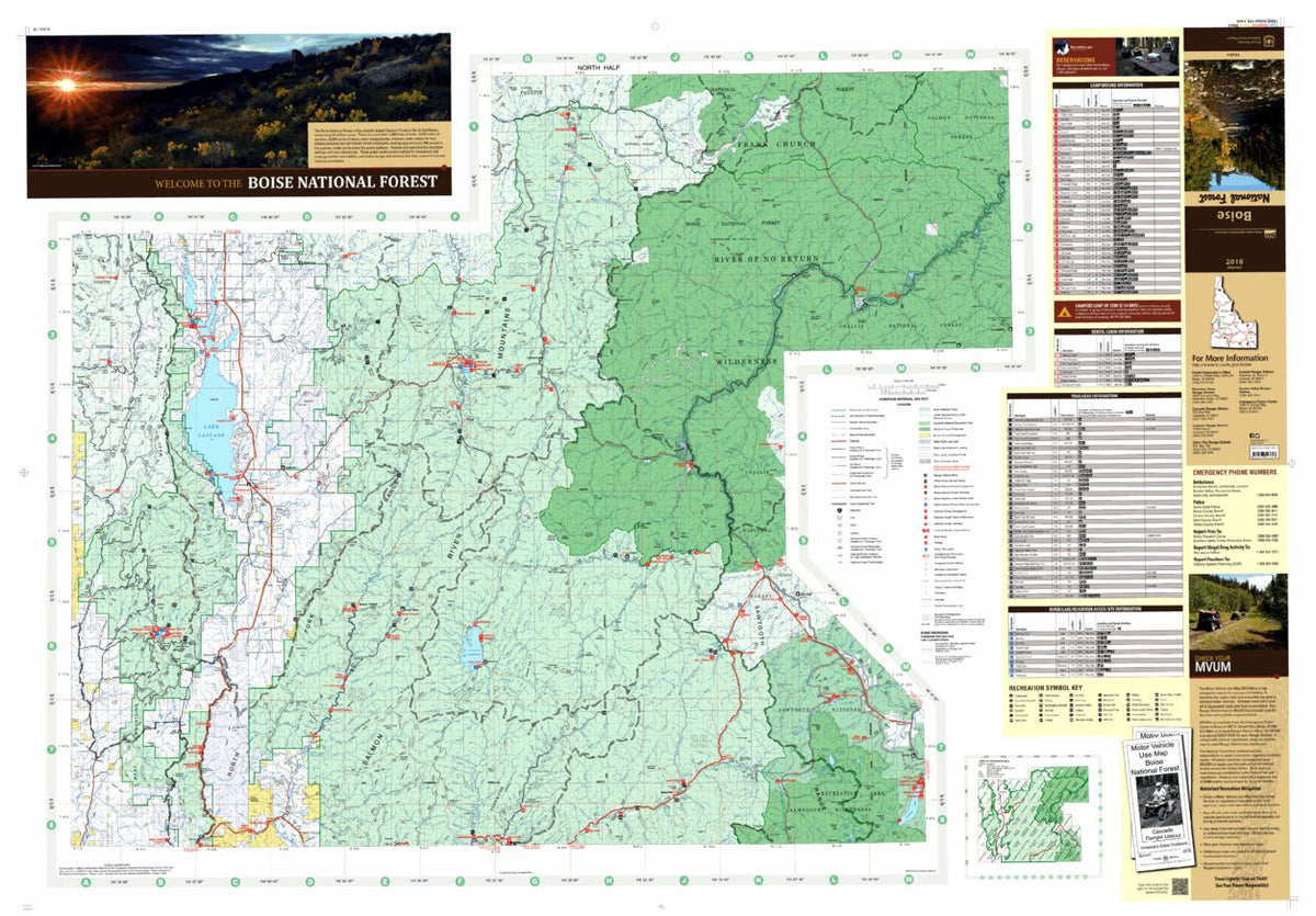 Boise National Forest Visitor Map North Half 2018 by US Forest Service ...