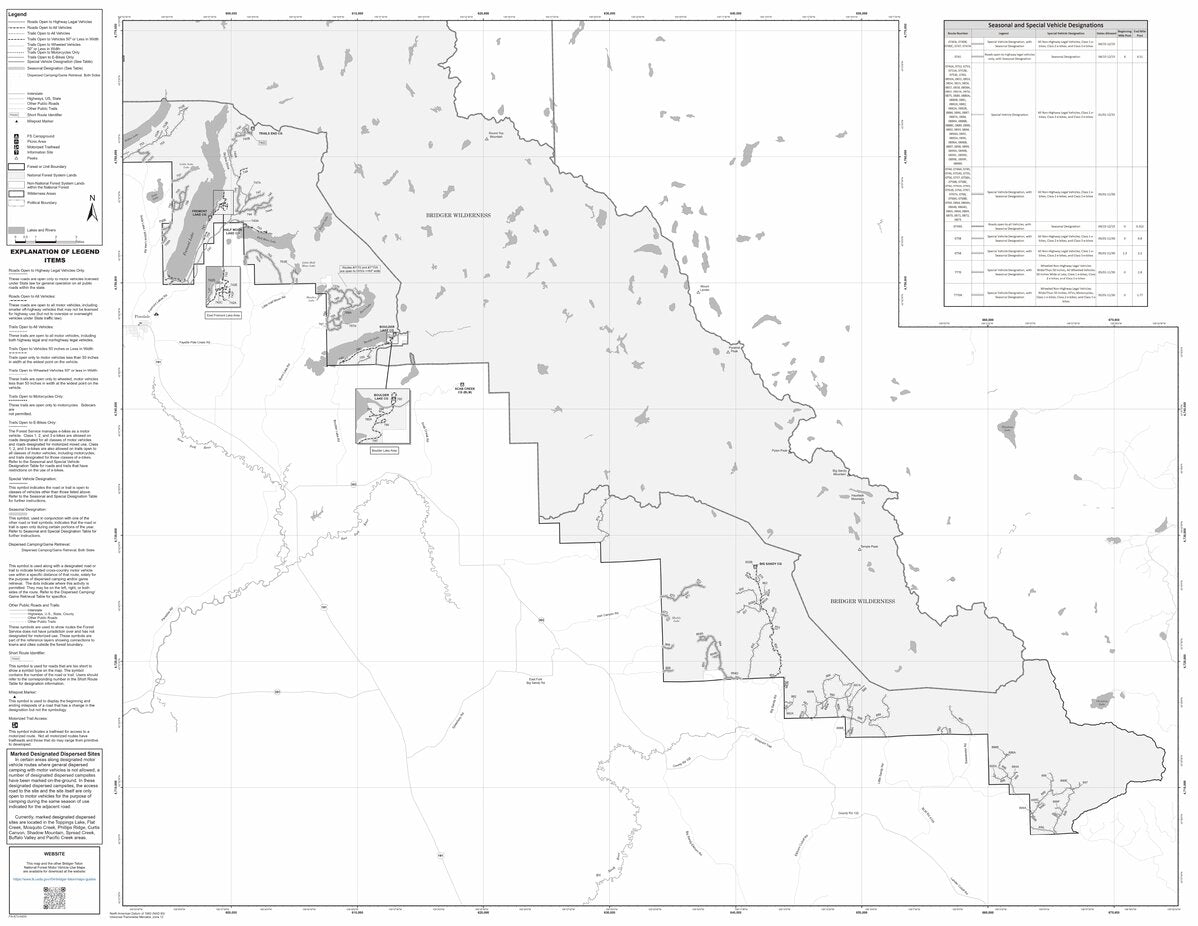 Bridger-Teton NF Pinedale Ranger District Motor Vehicle Use Map SE 2025 ...