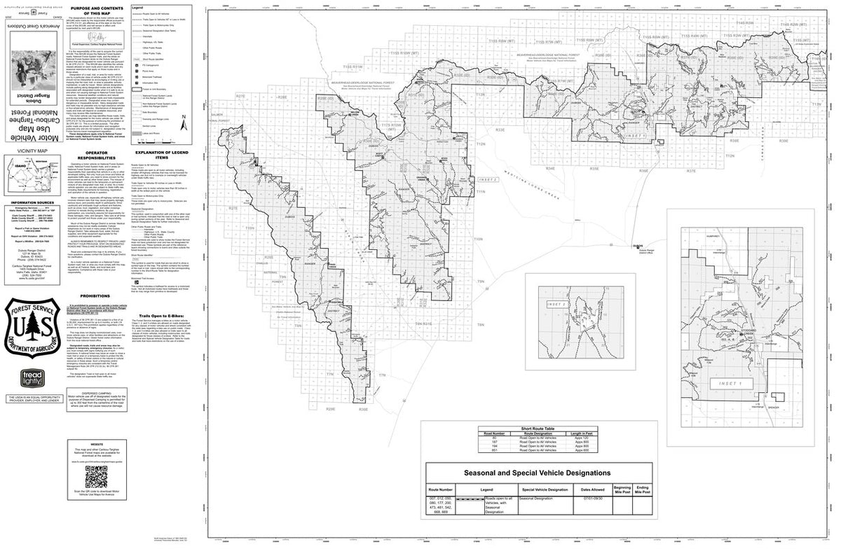 Caribou-Targhee NF Dubois RD Motor Vehicle Use Map 2025 MVUM by US ...