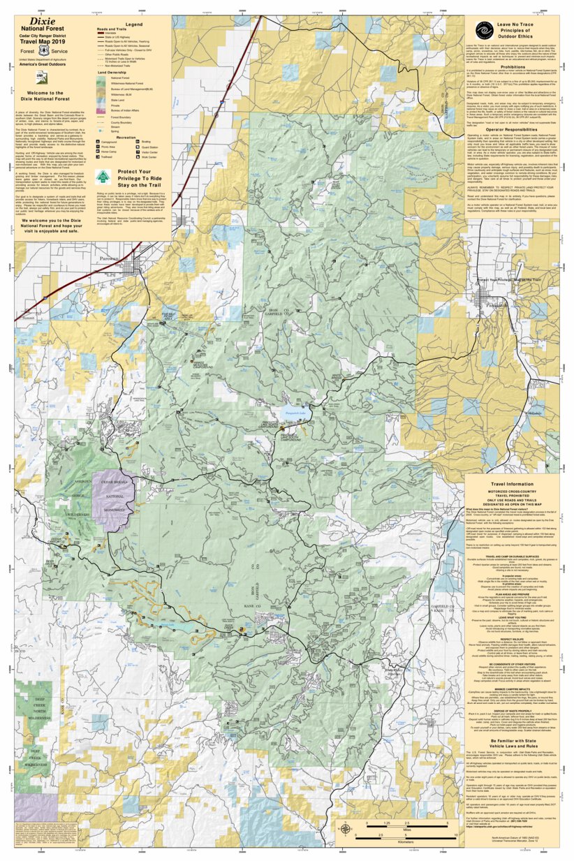 Dixie National Forest Cedar City Ranger District Travel Map 2019 by US ...