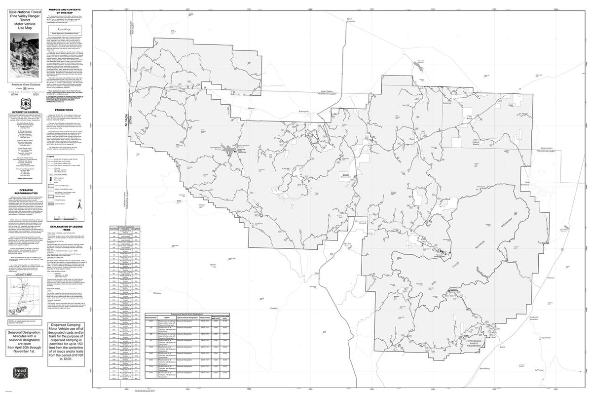 Dixie National Forest Pine Valley Ranger District Motor Vehicle Use Map ...