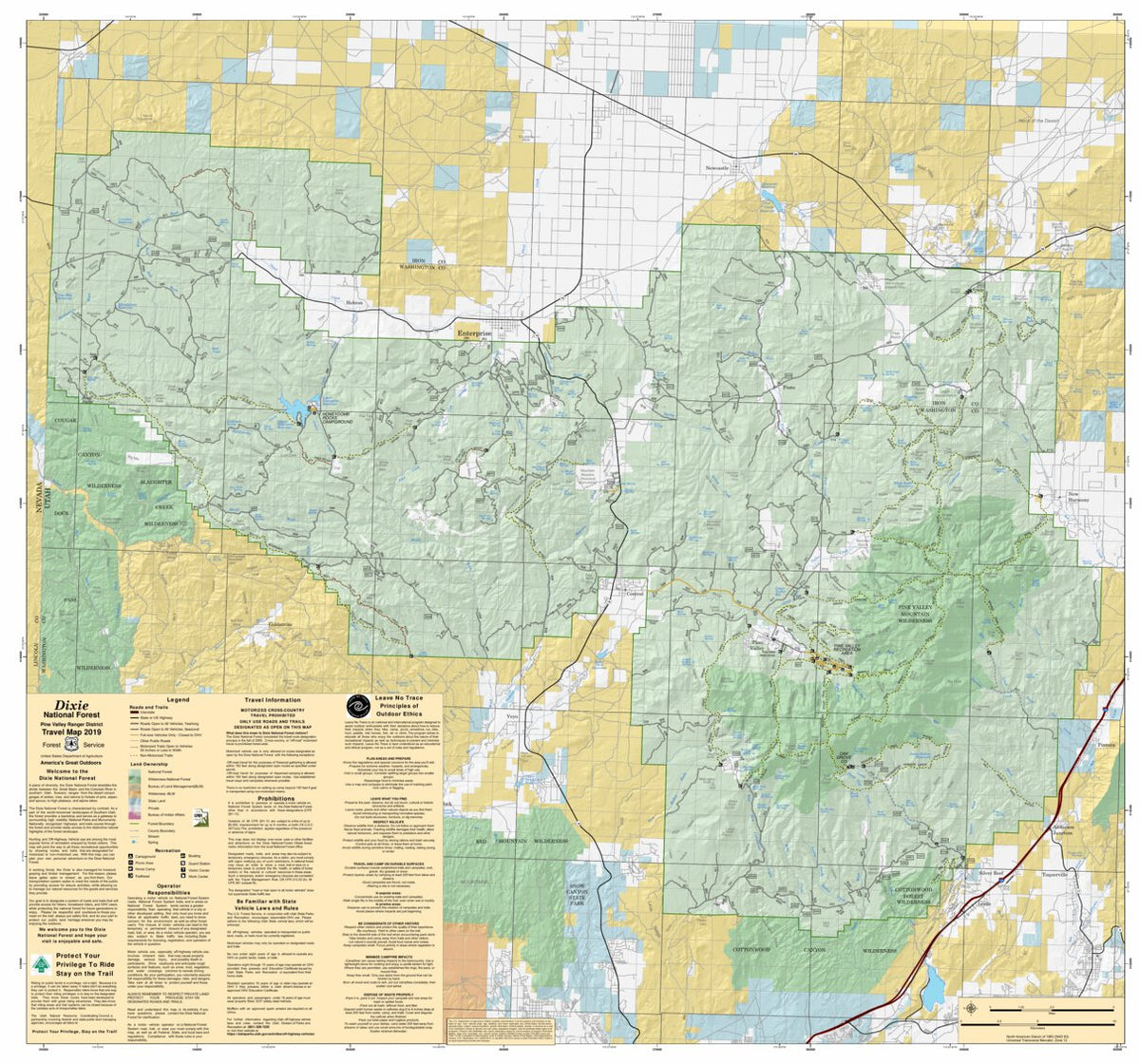 Dixie National Forest Pine Valley Ranger District Travel Map 2019 by US ...