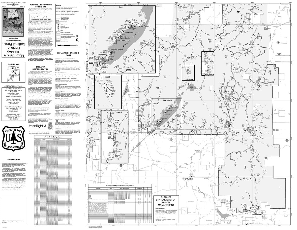 Fishlake National Forest Fremont River District Loa Section Motor ...