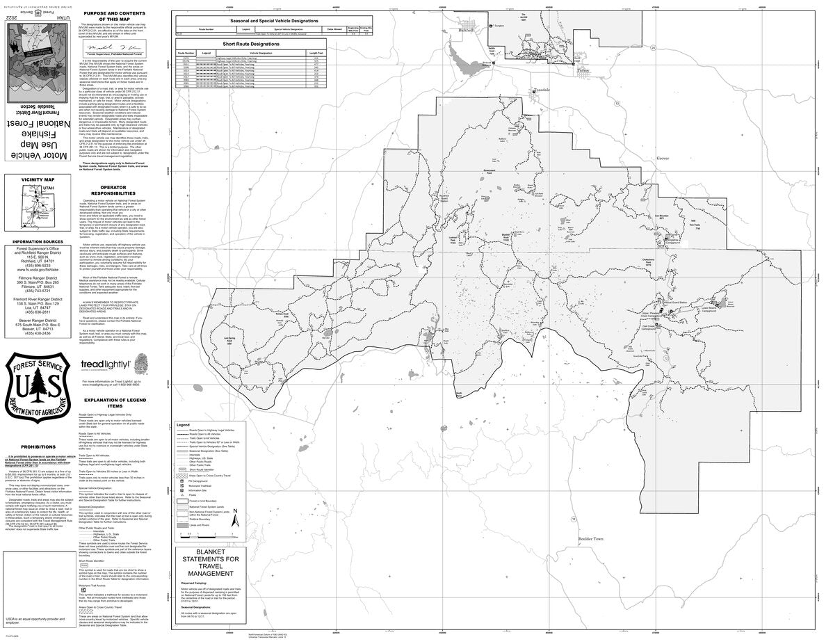 Fishlake National Forest Fremont River District Teasdale Section Motor ...