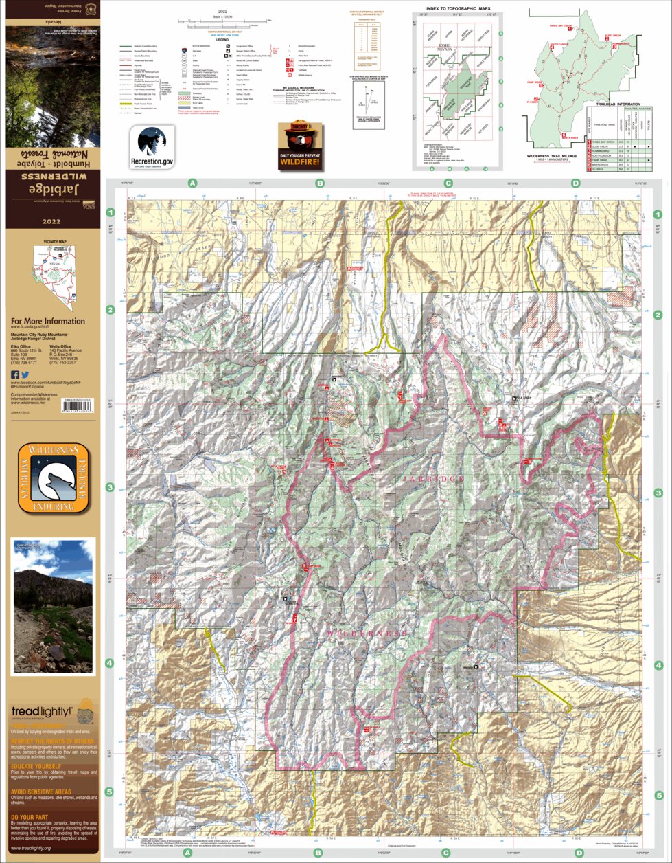 Jarbidge Wilderness Humboldt-Toiyabe NF 2022 Map by US Forest Service ...