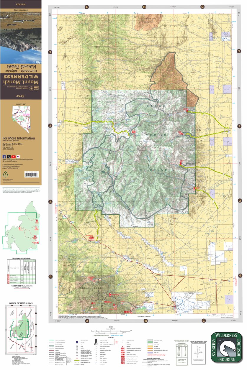 Mount Moriah Wilderness Humboldt-Toiyabe National Forest 2025 Map by US ...