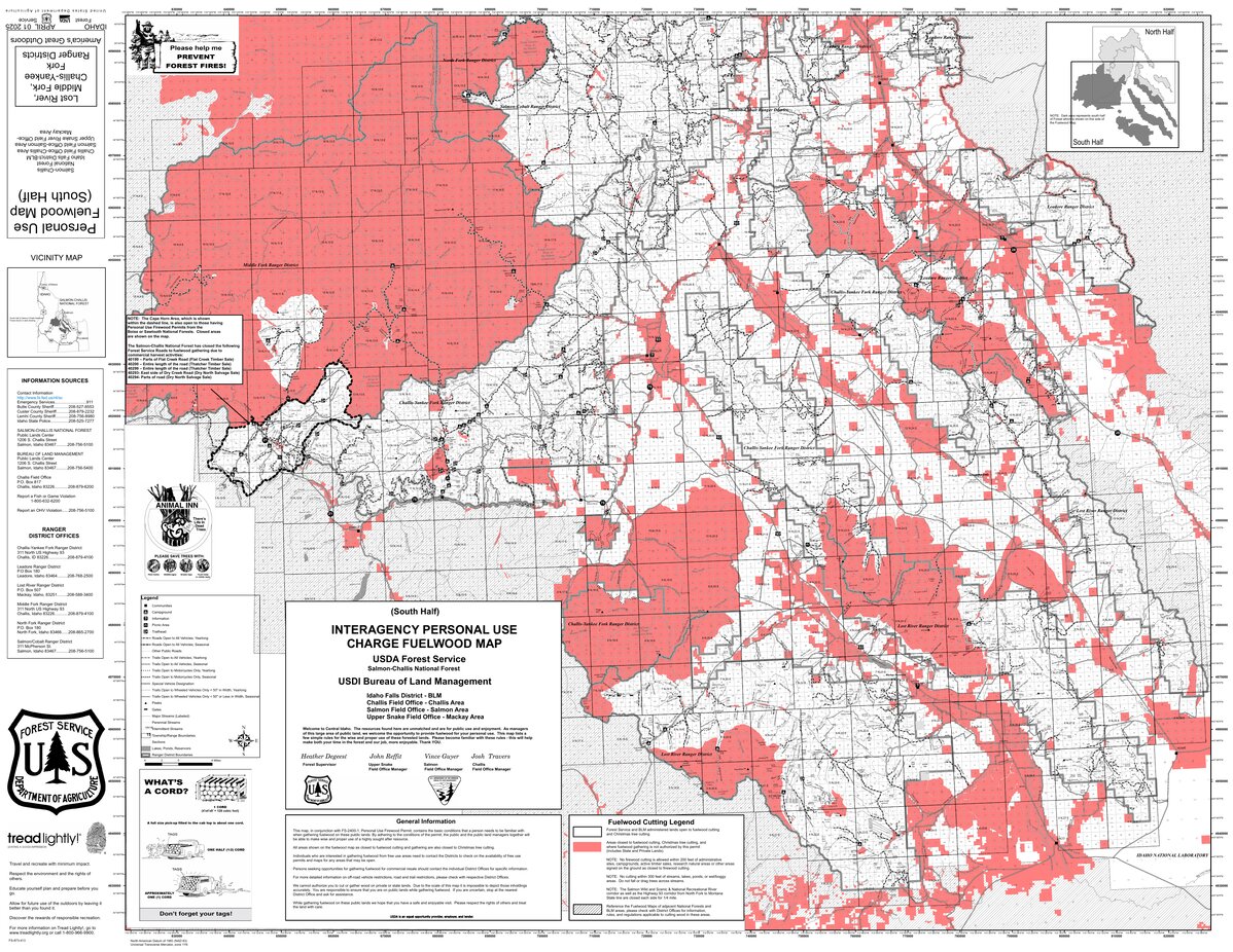 Salmon-Challis National Forest Firewood Map South Zone 2025 by US ...