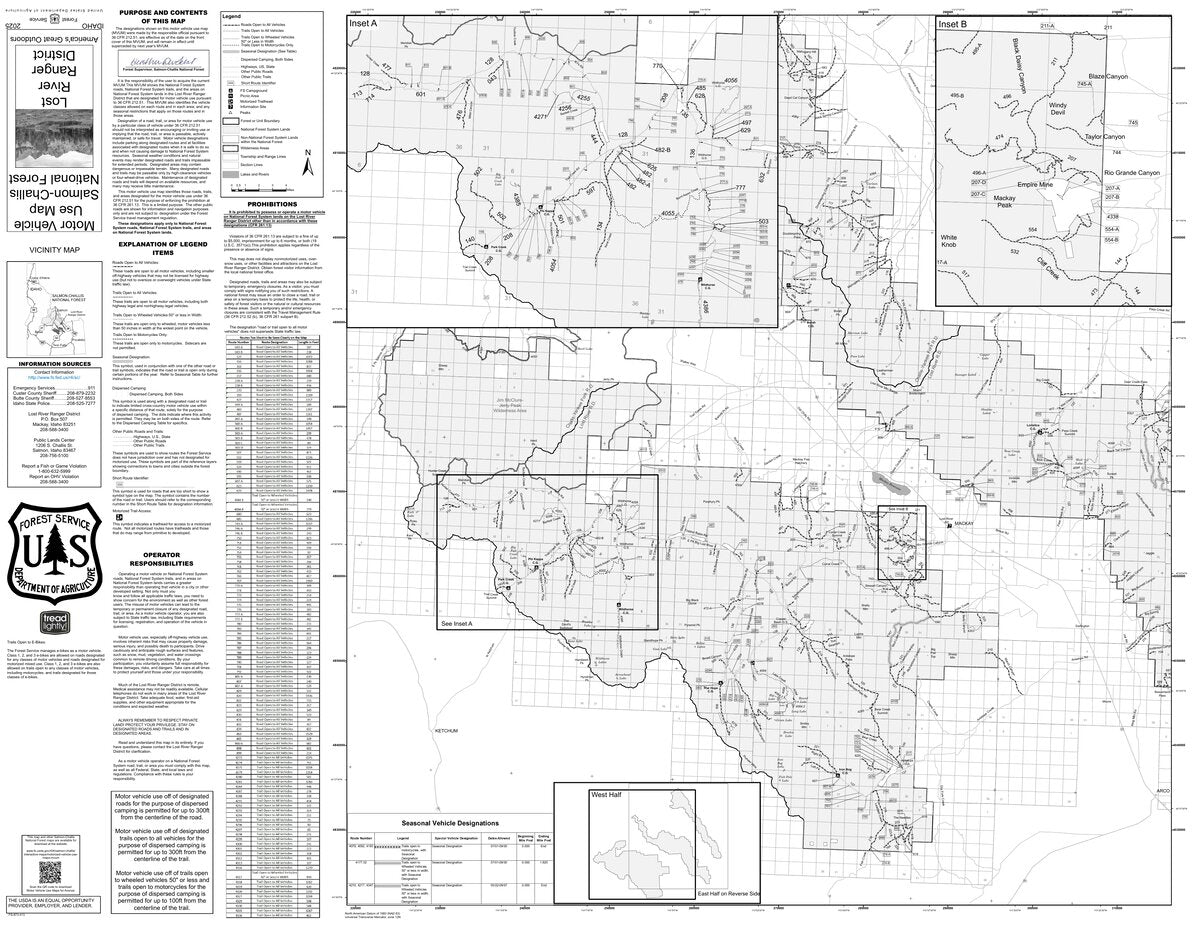 Salmon-Challis NF Lost River RD Motor Vehicle Use Map West Side 2025 ...