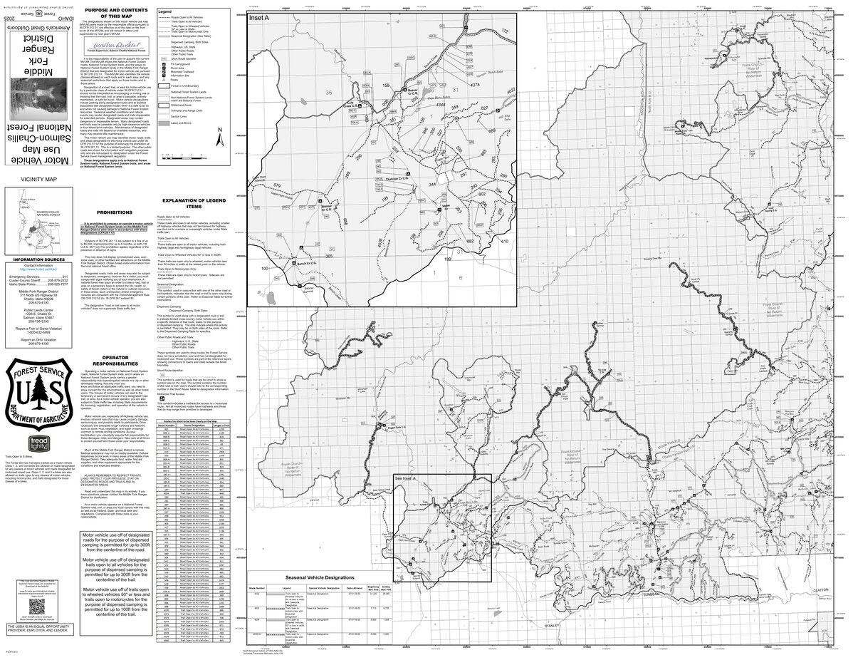 Salmon-Challis NF Middle Fork RD Motor Vehicle Use Map 2025 by US ...