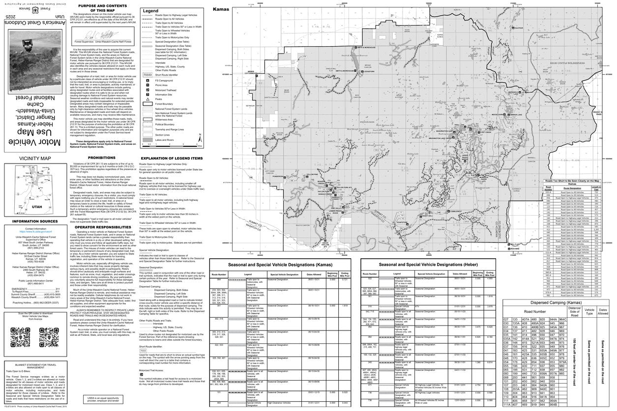 Uinta-Wasatch-Cache National Forest Heber-Kamas Ranger District Motor ...