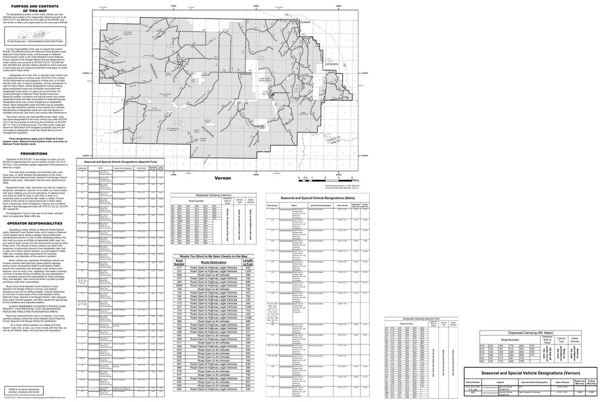 Uinta-Wasatch-Cache National Forest Spanish Fork Ranger District Vernon ...