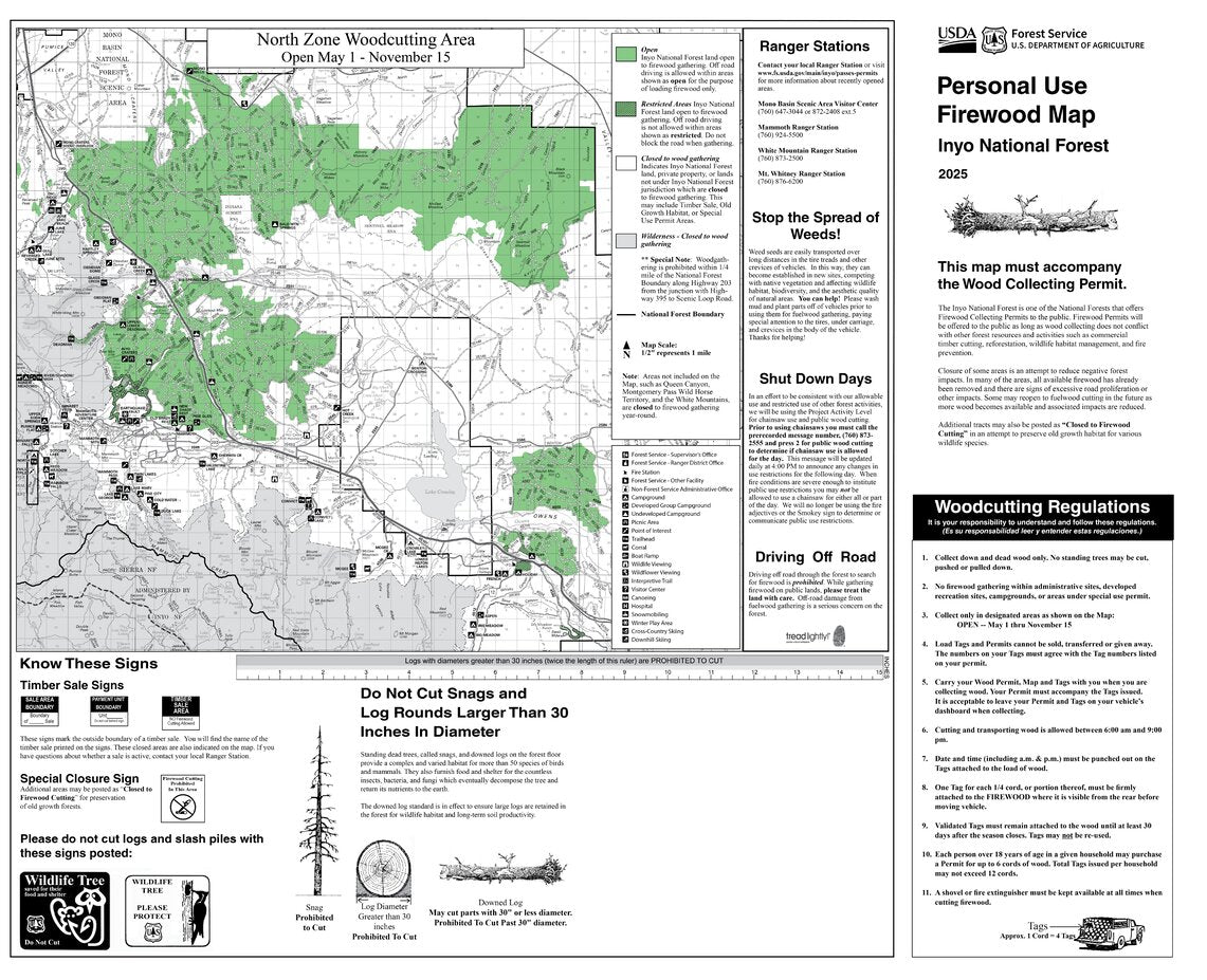2025 Inyo Fuelwood NORTH Map by US Forest Service R5 | Avenza Maps