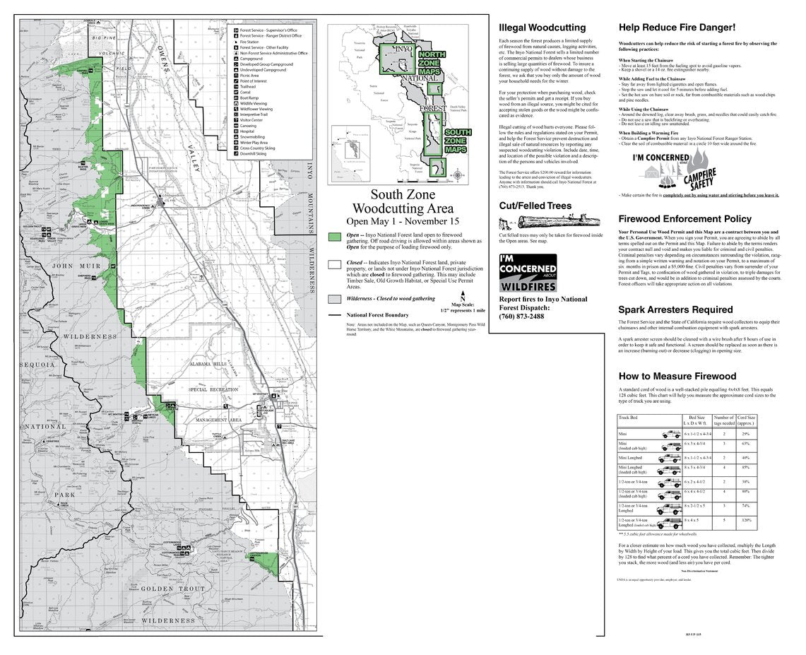 2025 Inyo Fuelwood SOUTH-CENTRAL Map by US Forest Service R5 | Avenza Maps