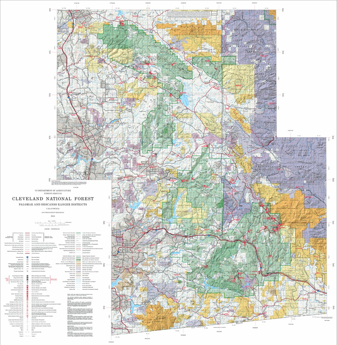 Cleveland National Forest Visitor Map (South) by US Forest Service R5 ...