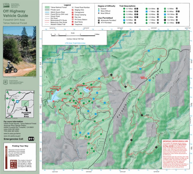 Foresthill Off-Highway Vehicle Guide Map by US Forest Service R5 ...