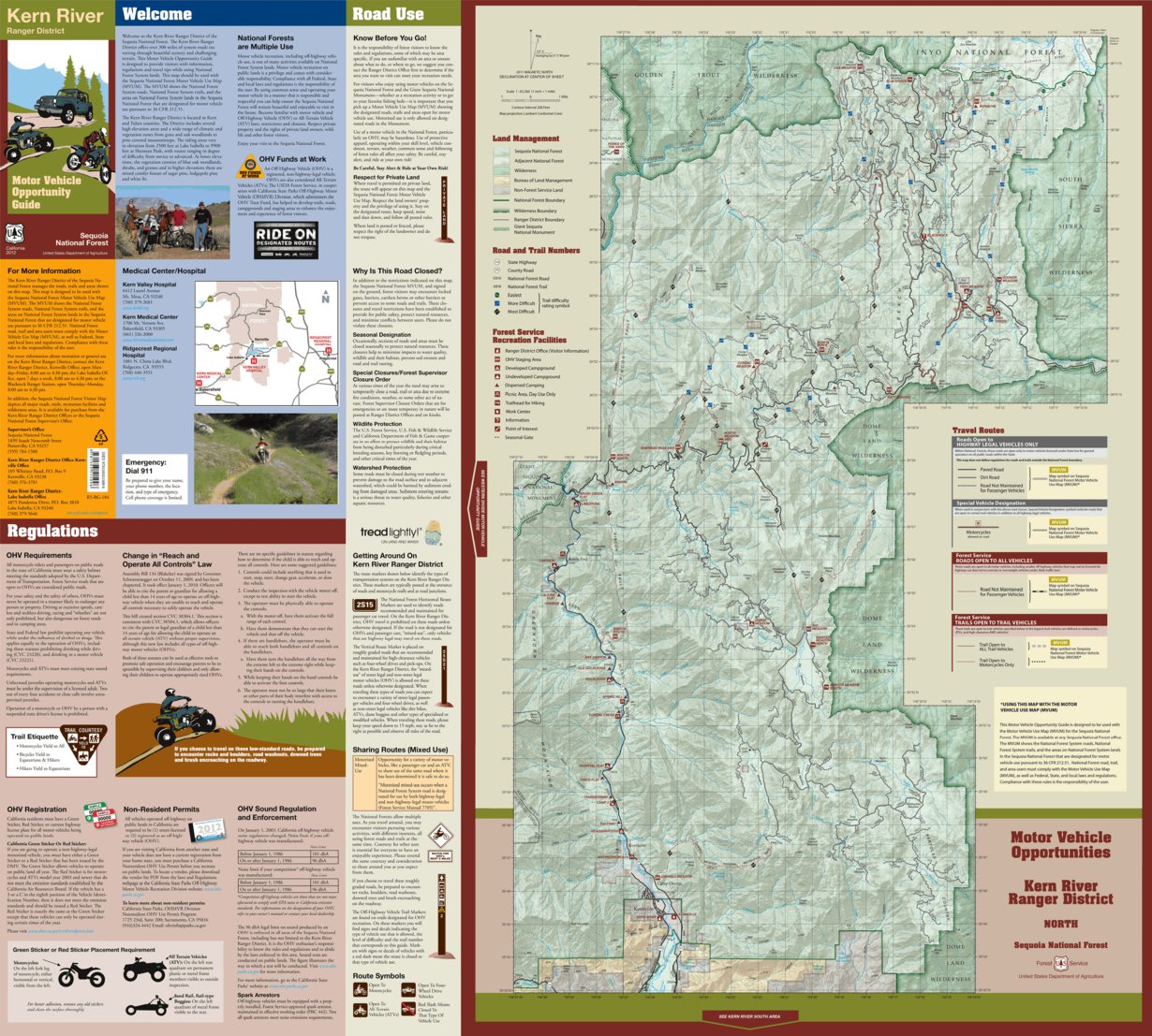 Kern River Motor Vehicle Opportunity Guide (north) Map by US Forest ...
