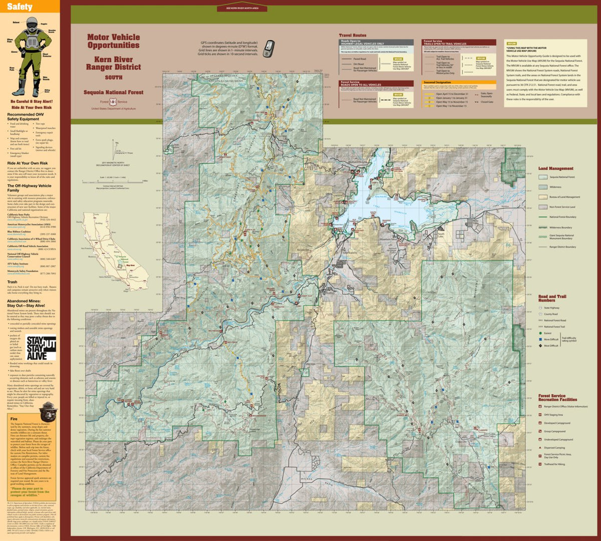 Kern River Motor Vehicle Opportunity Guide (south) Map by US Forest ...
