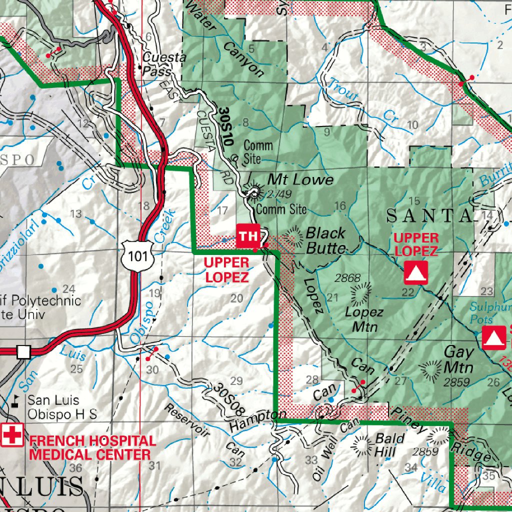 Los Padres National Forest Visitor Map (Central) by US Forest Service ...