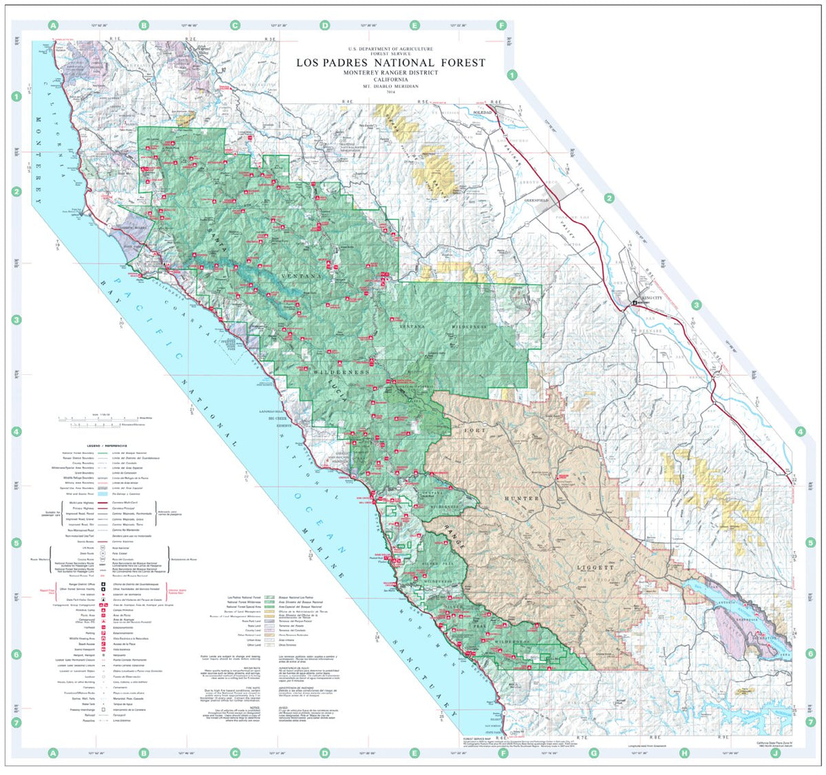 Los Padres National Forest Visitor Map (North) by US Forest Service R5 ...