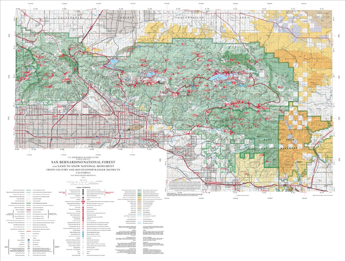 San Bernardino National Forest Visitor Map (north) by US Forest Service ...