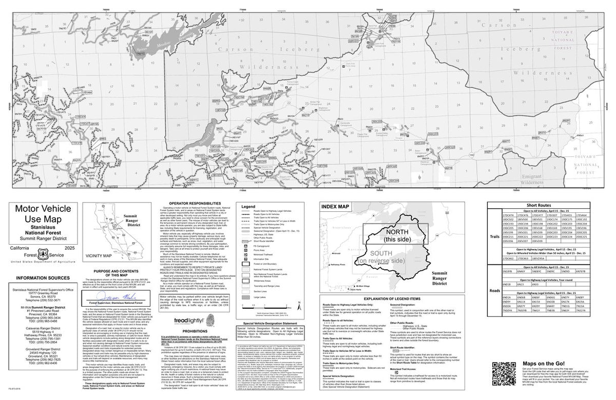 Stanislaus MVUM - Summit (north) Map by US Forest Service R5 | Avenza Maps