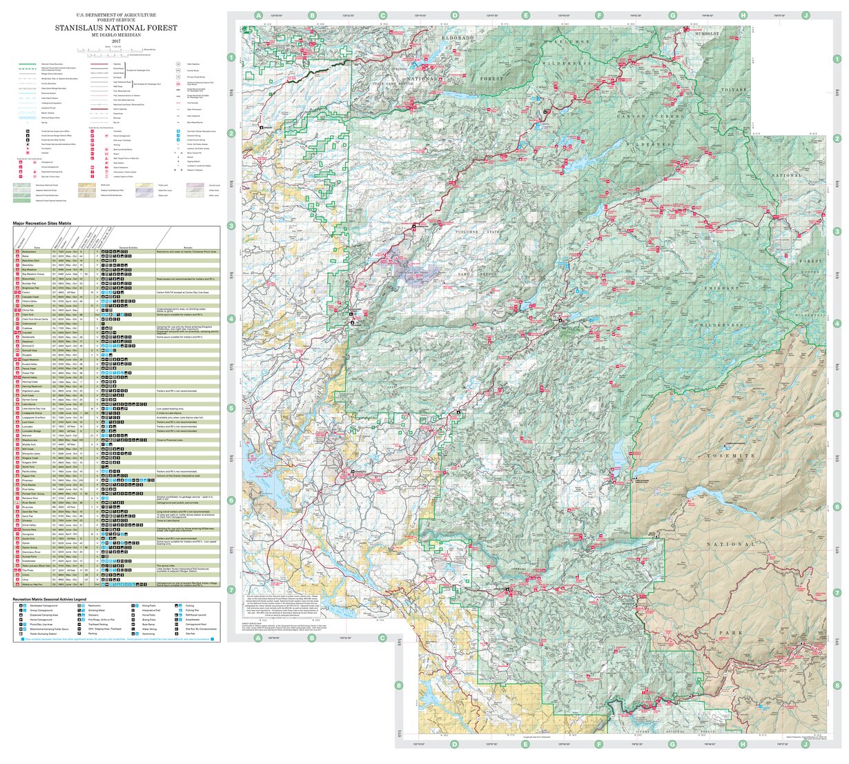 Stanislaus National Forest Visitor Map by US Forest Service R5 | Avenza ...