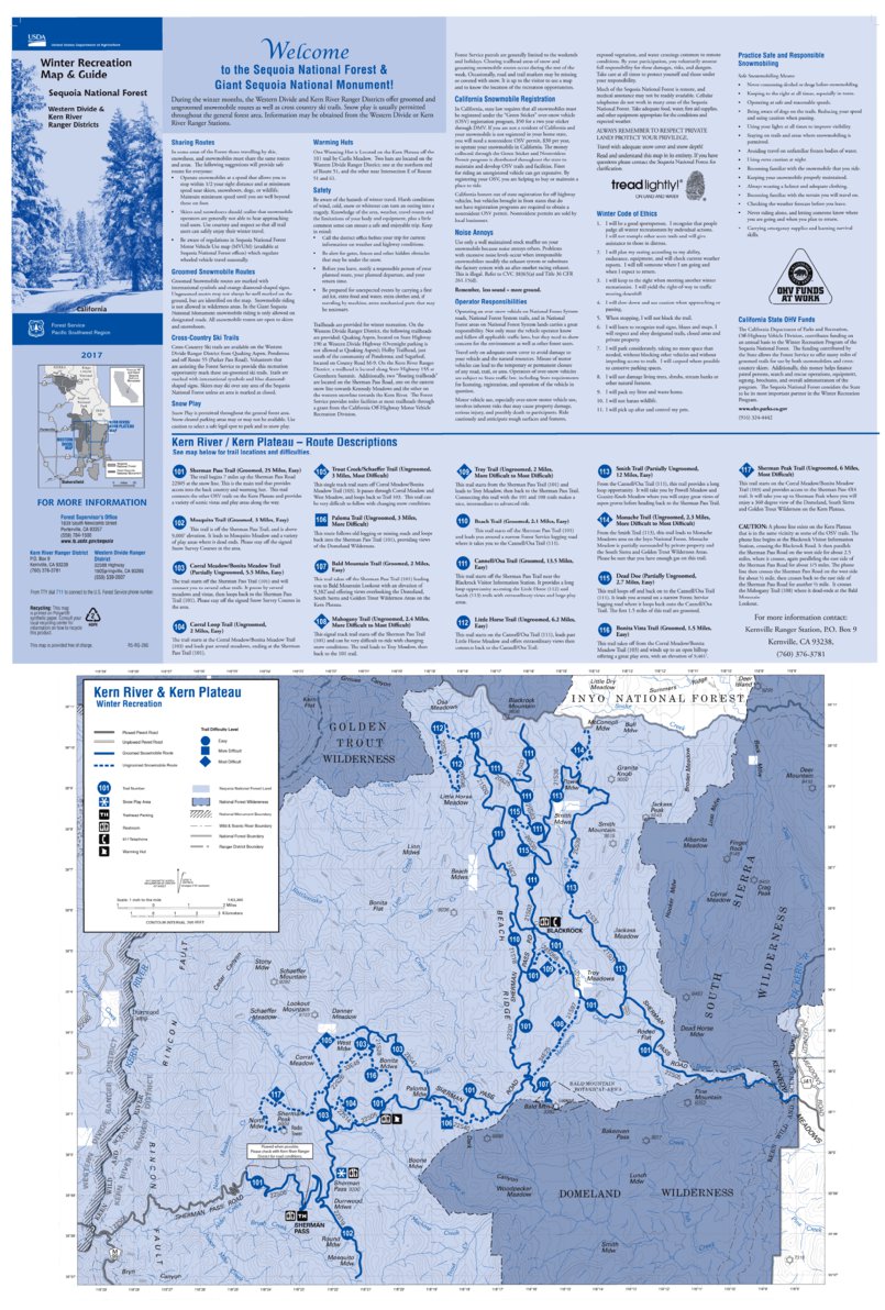 Winter Recreation Map & Guide, Kern Ranger District, Sequoia NF by US ...