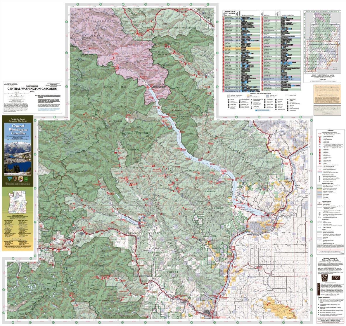 Central Washington Cascades Recreation Map North by US Forest Service ...