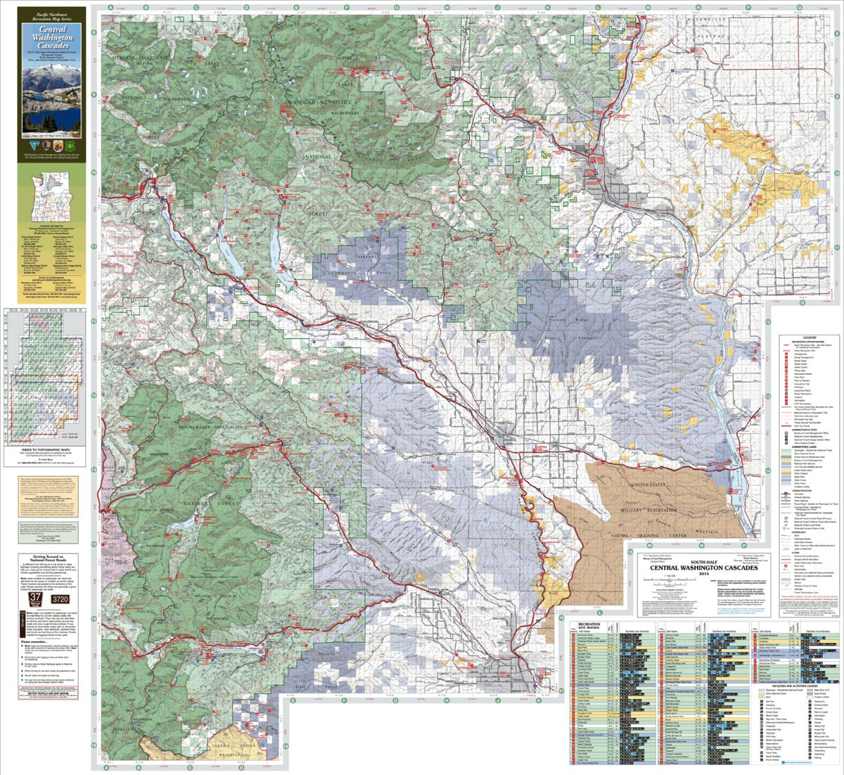Central Washington Cascades Recreation Map South by US Forest Service ...