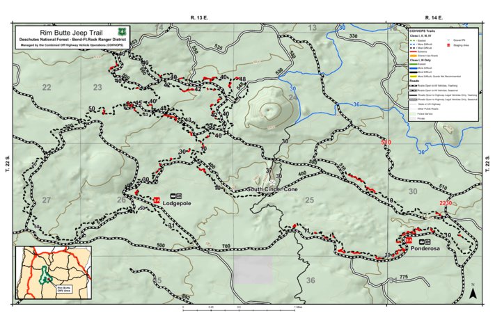 Deschutes National Forest - Rim Butte Jeep Trail Map by US Forest ...