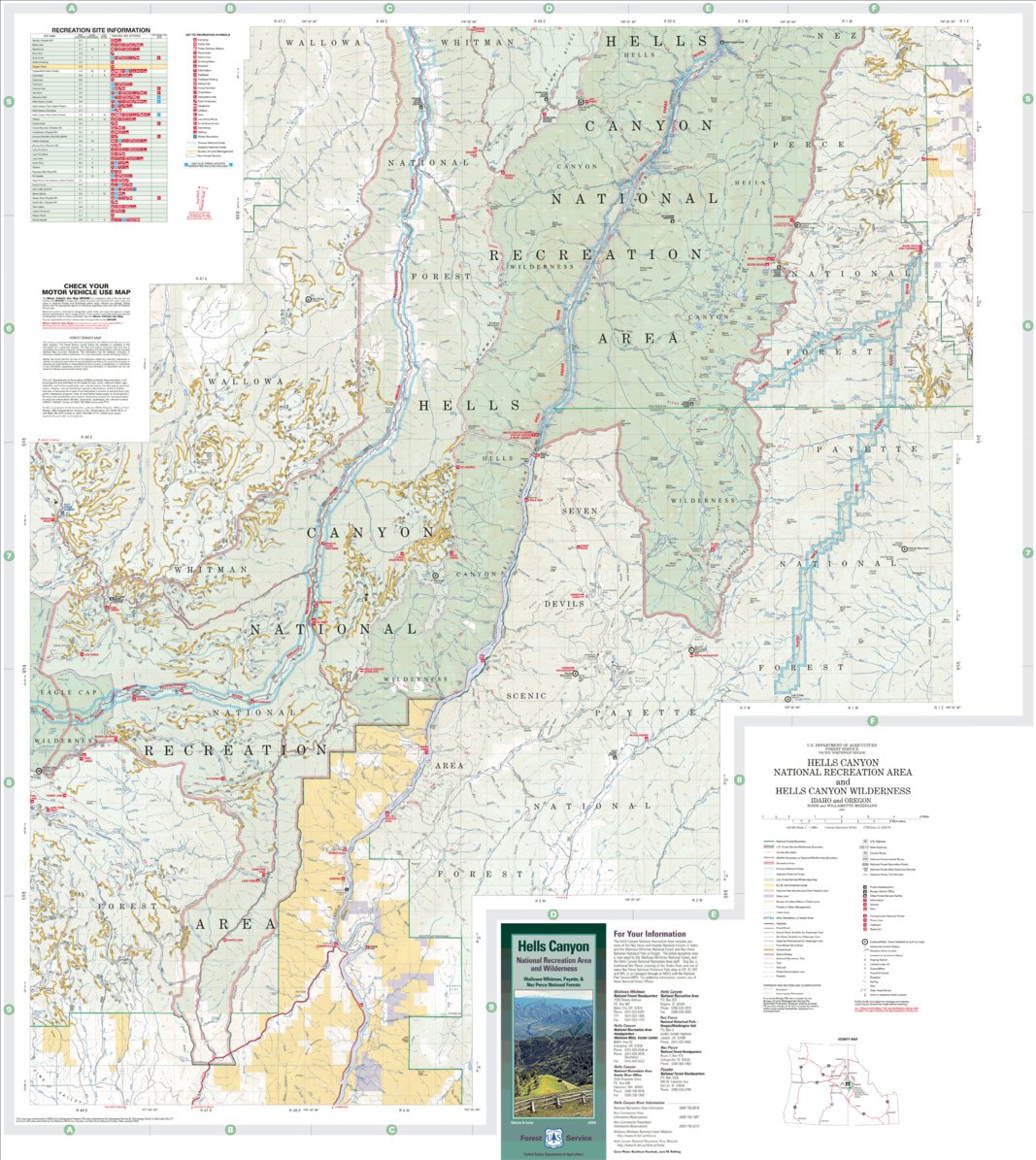 Hells Canyon National Recreation Area Map South by US Forest Service R6 ...