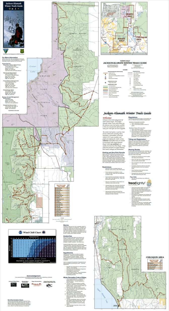 Jackson-Klamath Winter Trails Guide North Map by US Forest Service R6 ...