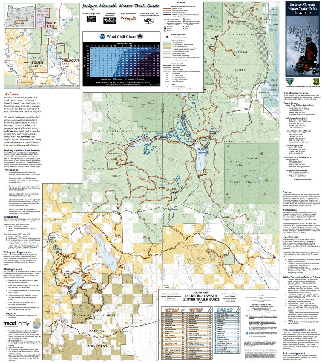 Jackson-Klamath Winter Trails Guide South Map by US Forest Service R6 ...