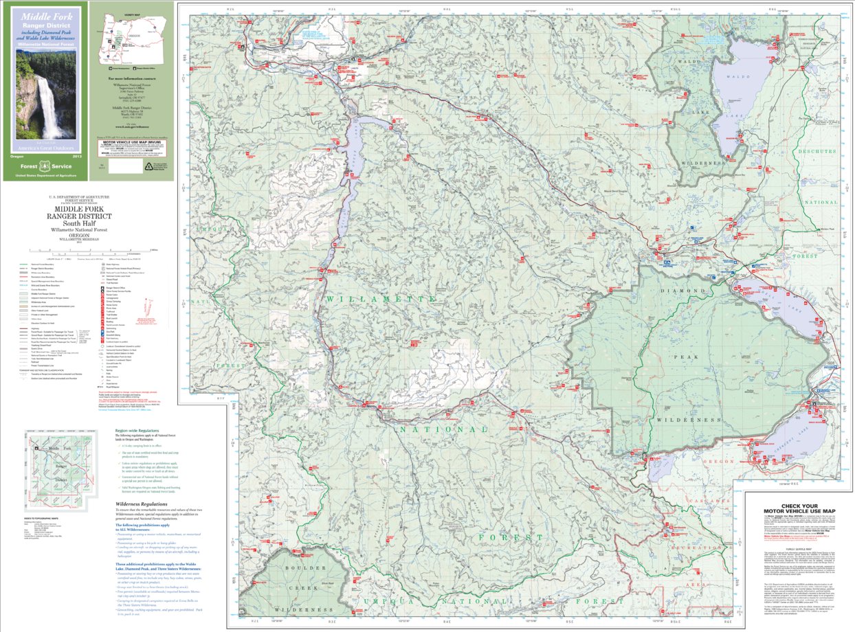 Middle Fork Ranger District Map South by US Forest Service R6 Pacific ...