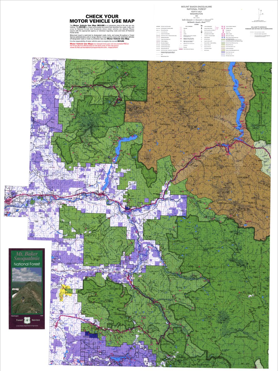 Mount Baker-Snoqualmie National Forest Visitor Map North by US Forest ...