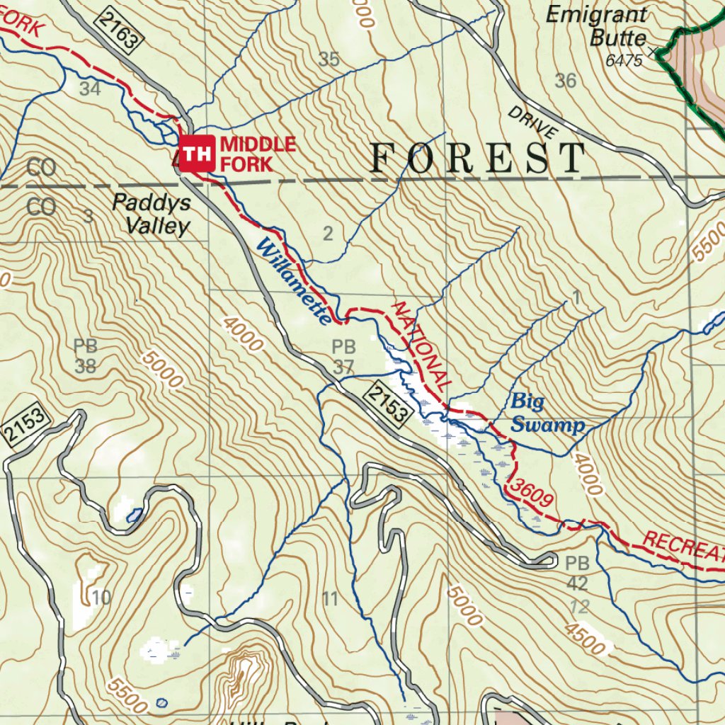 Mount Thielsen Wilderness and Oregon Cascades Recreation Area Map by US ...