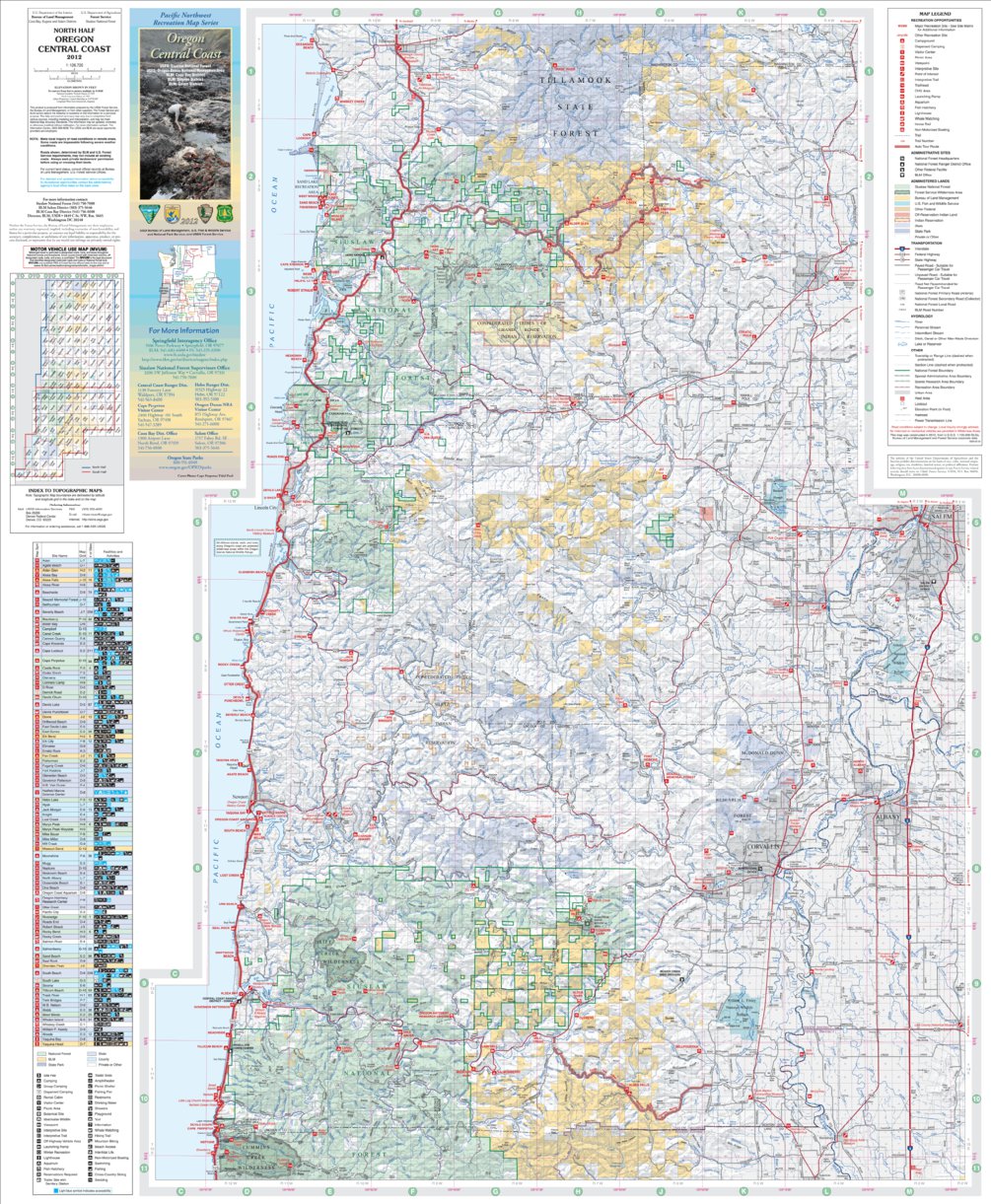 Oregon Central Coast Recreation Map North by US Forest Service R6 ...
